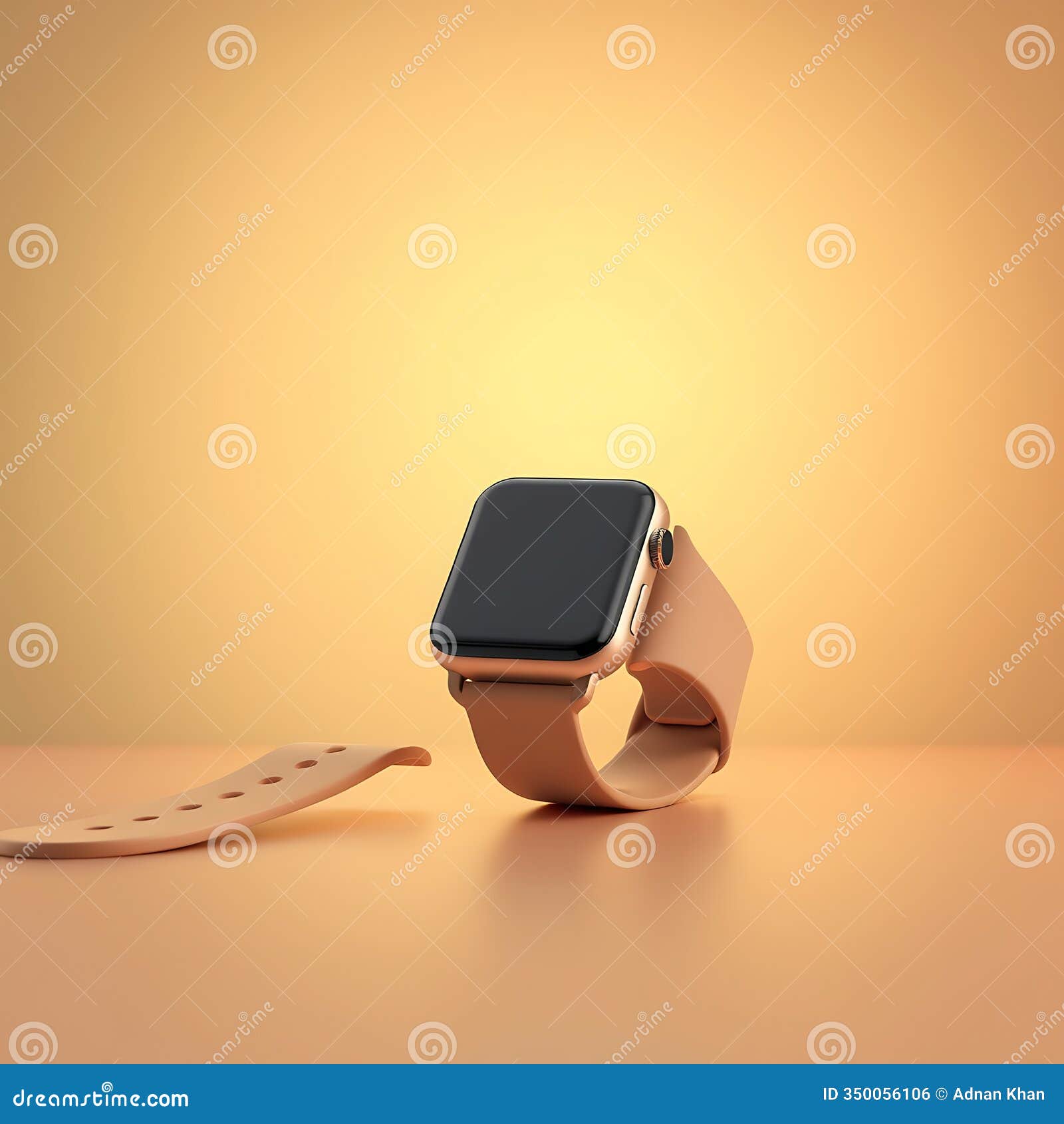 A Modern Smartwatch Mockup with a Unique Strap Design, Placed on a Soft ...