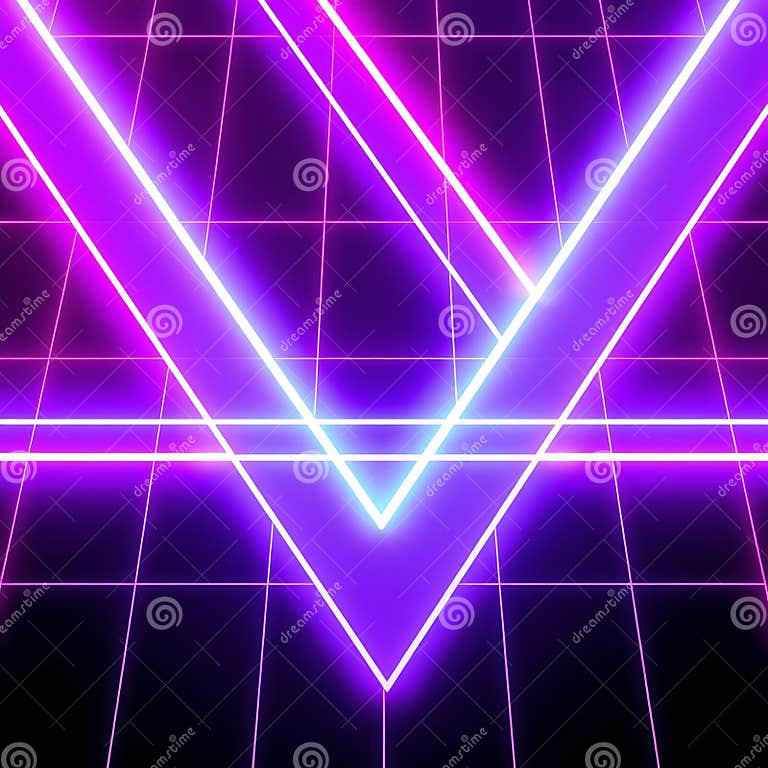 A Neon Geometric Grid Pattern with Glowing Lines and Angles Stock ...