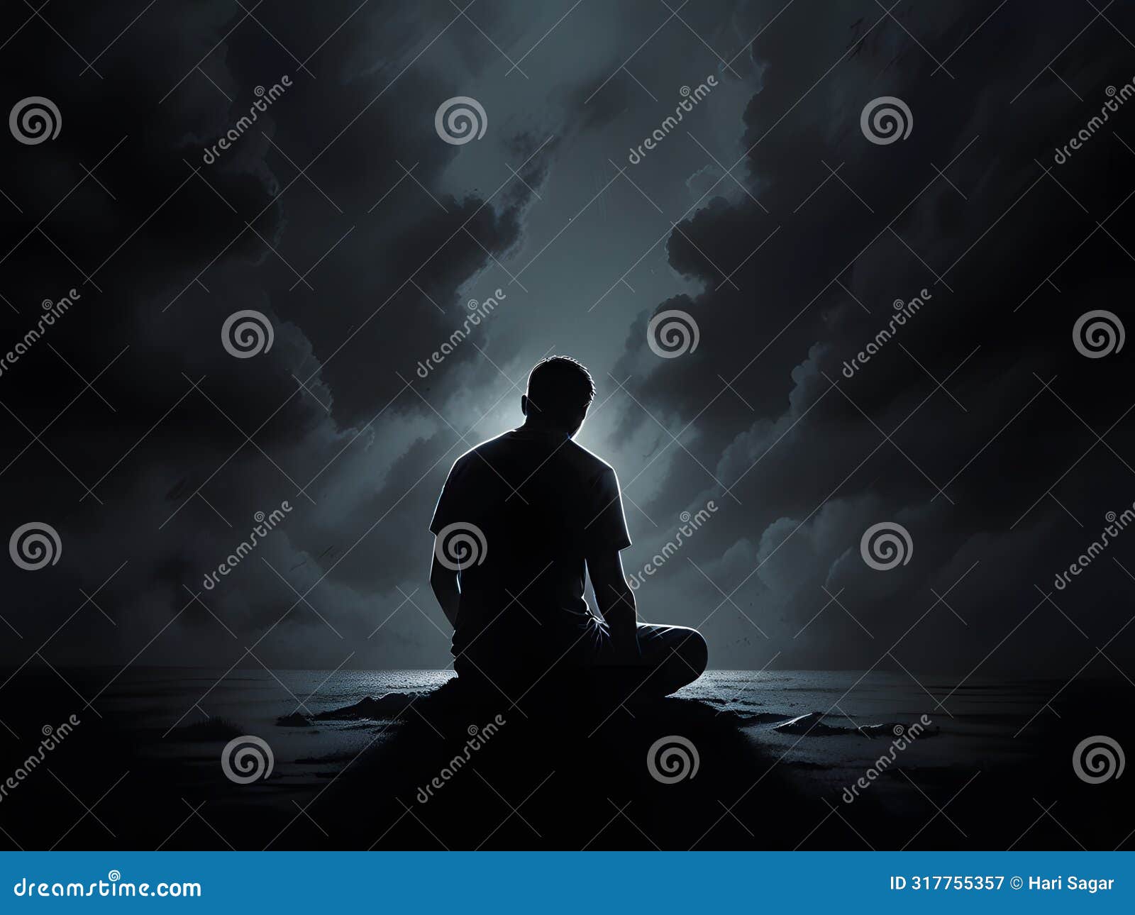 Embracing Hope: an Illustration of Depression and Resilience Stock ...