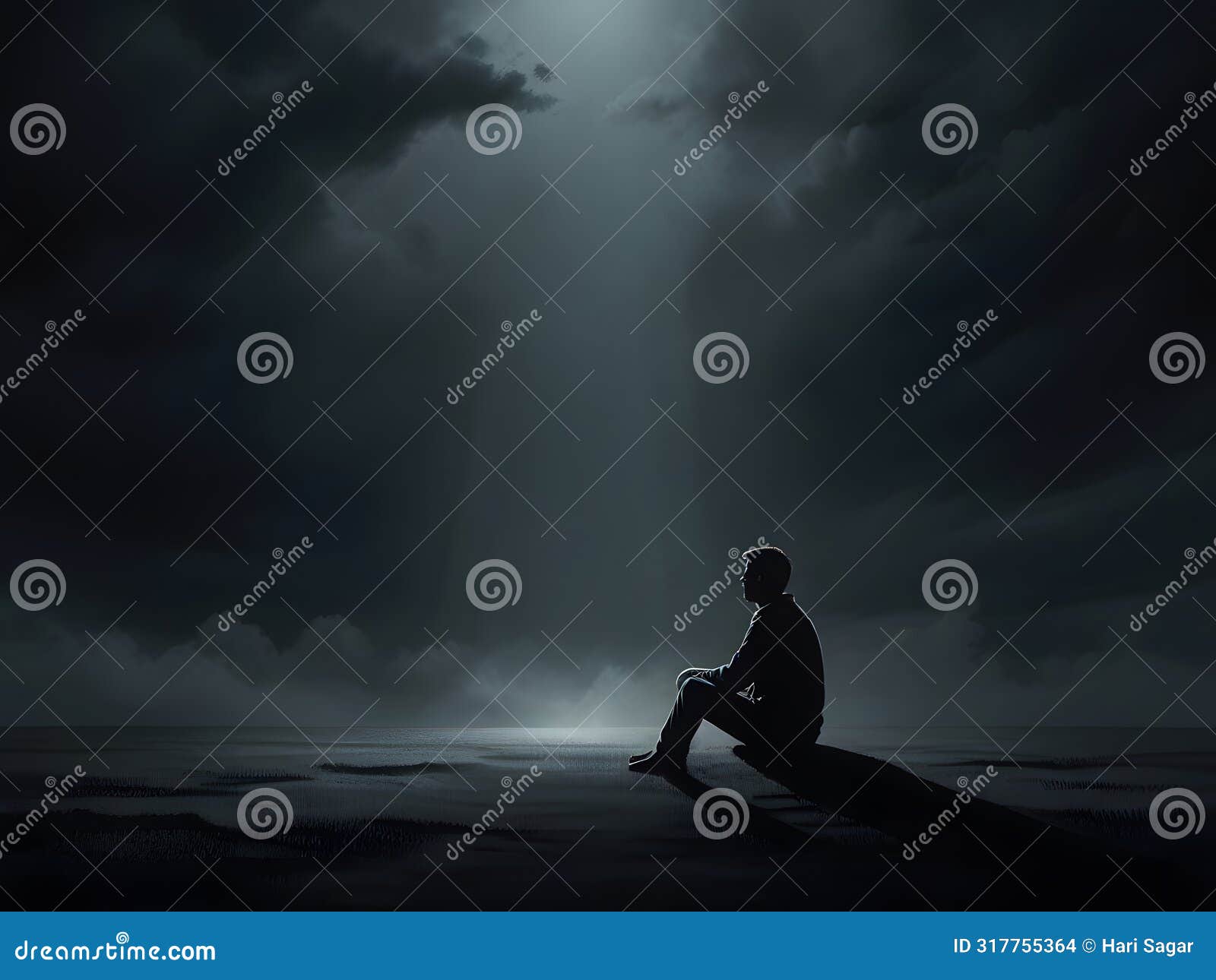 Embracing Hope: an Illustration of Depression and Resilience Stock ...