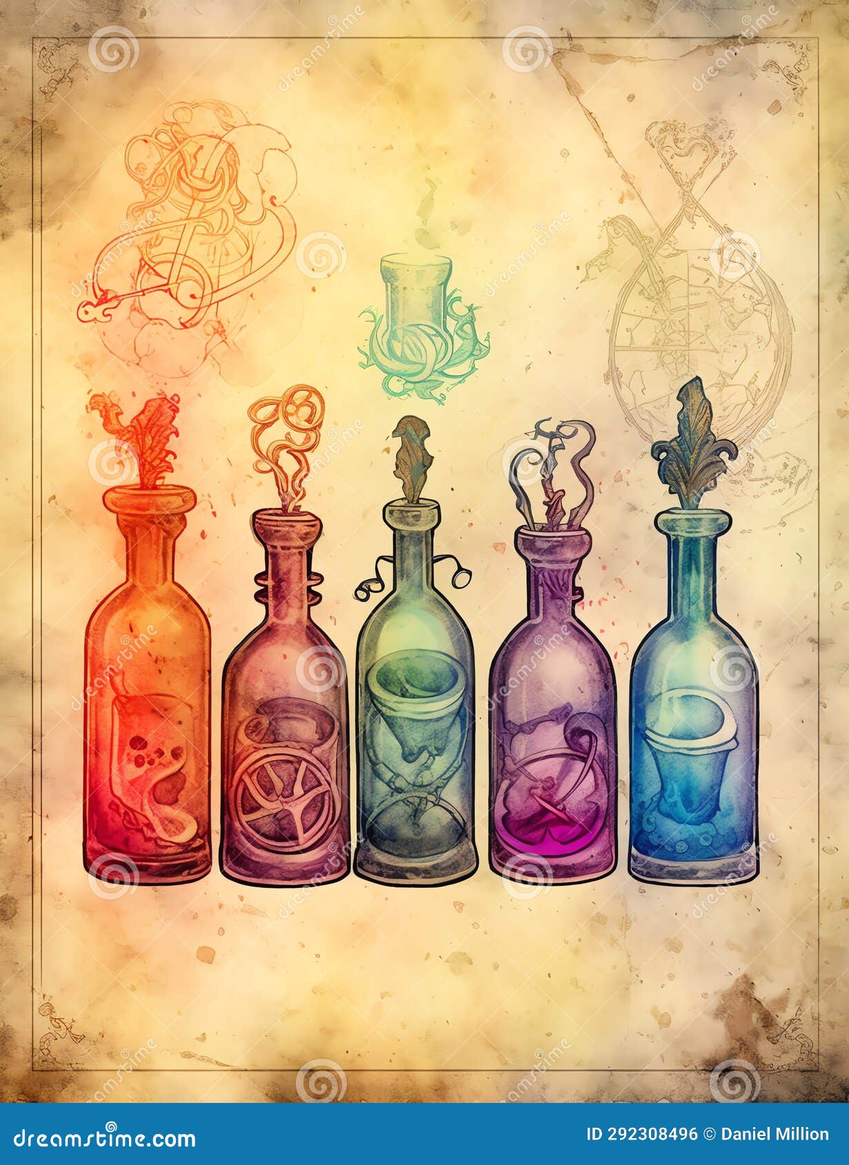 Potion Fantasy Old Paper, Junk Journal Digital Paper Stock Illustration ...