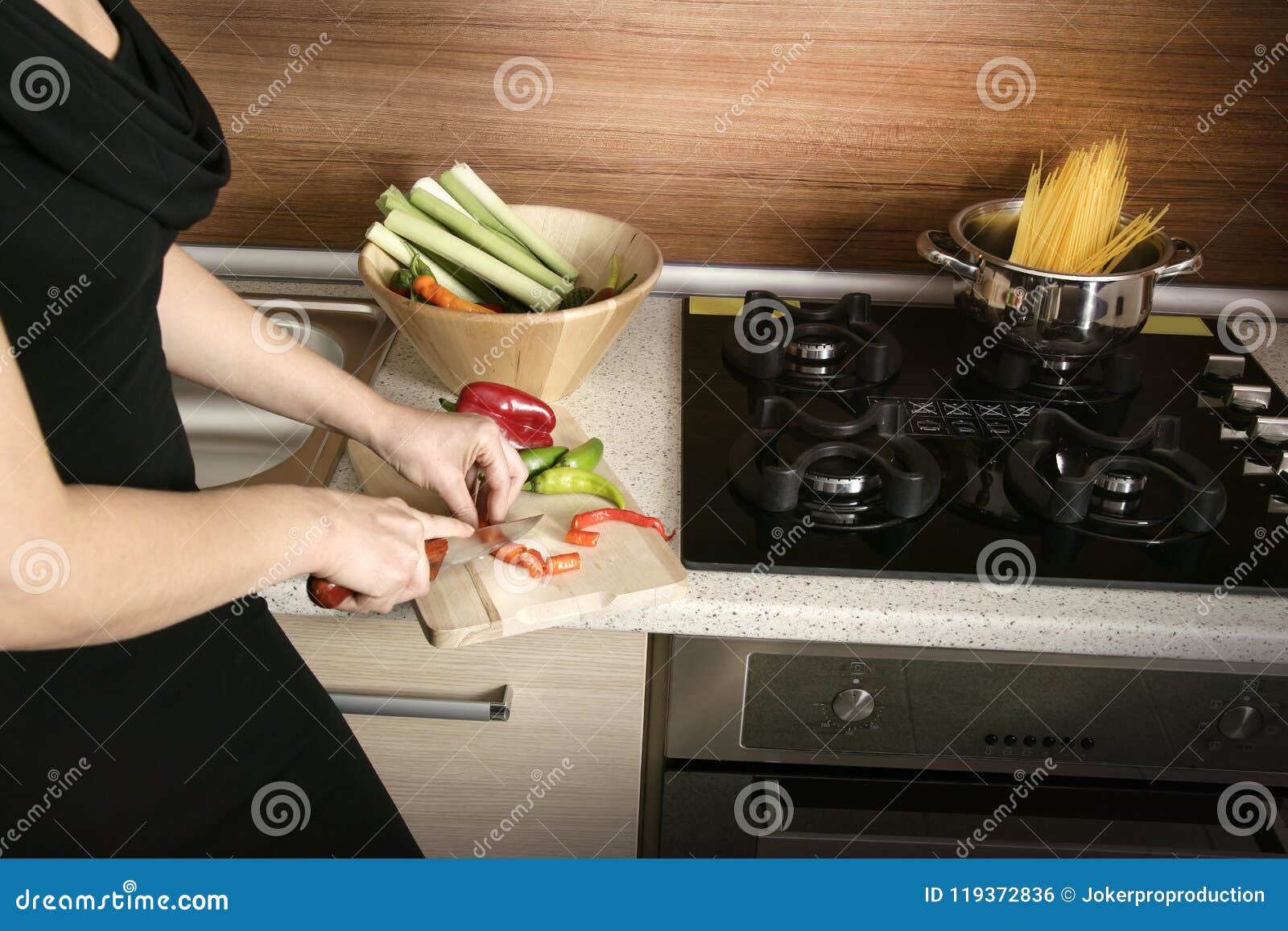 Preparing food stock photo. Image of chopping, female - 119372836