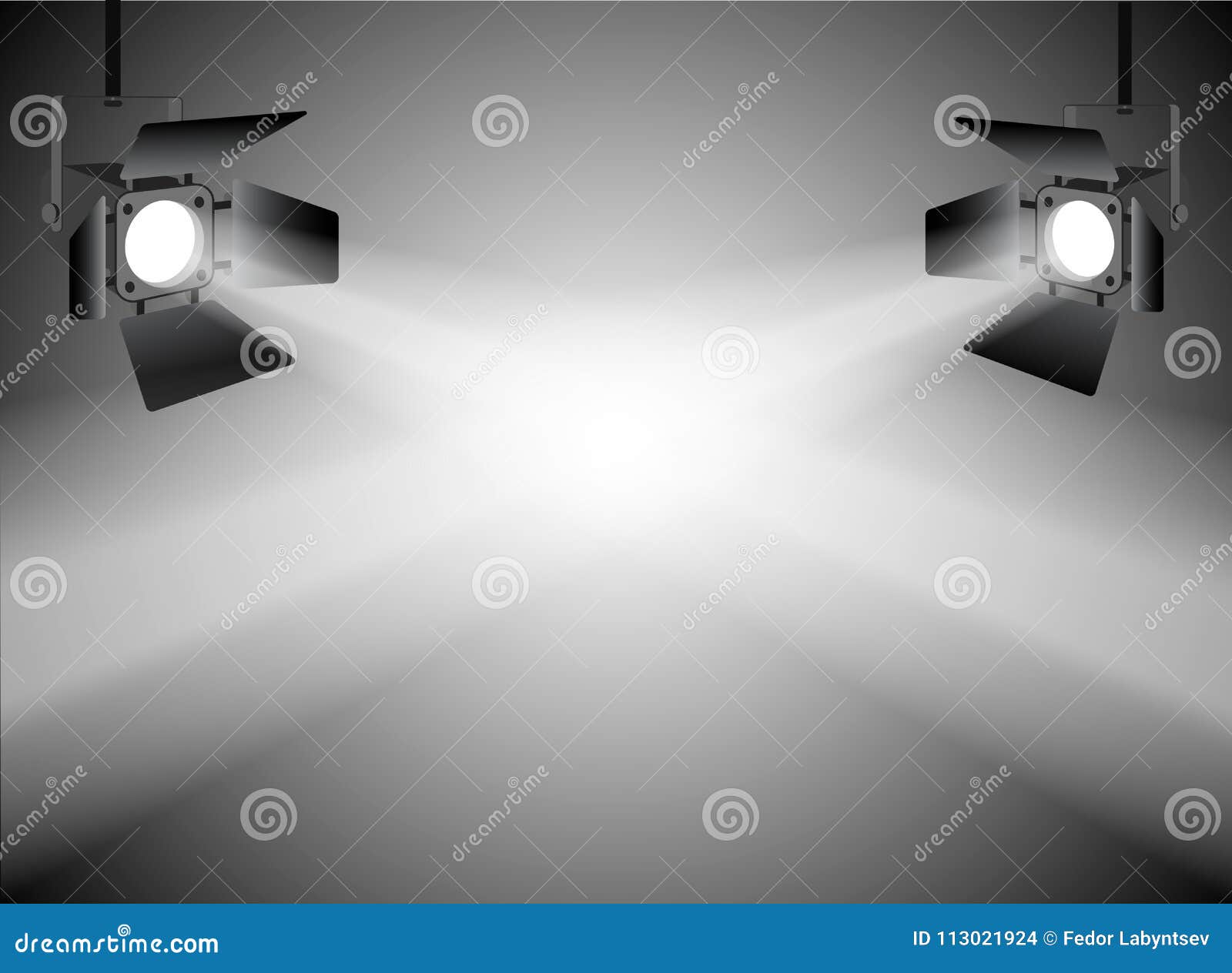 Directed Light Spotlights on Stage Gray Background. Stock Illustration ...