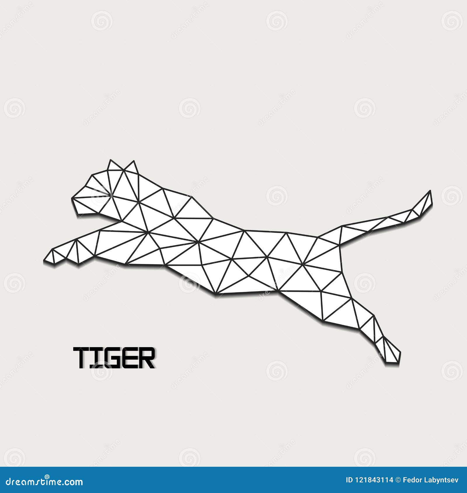 Jumping Tiger Abstract Form from Polygons. Stock Vector - Illustration ...