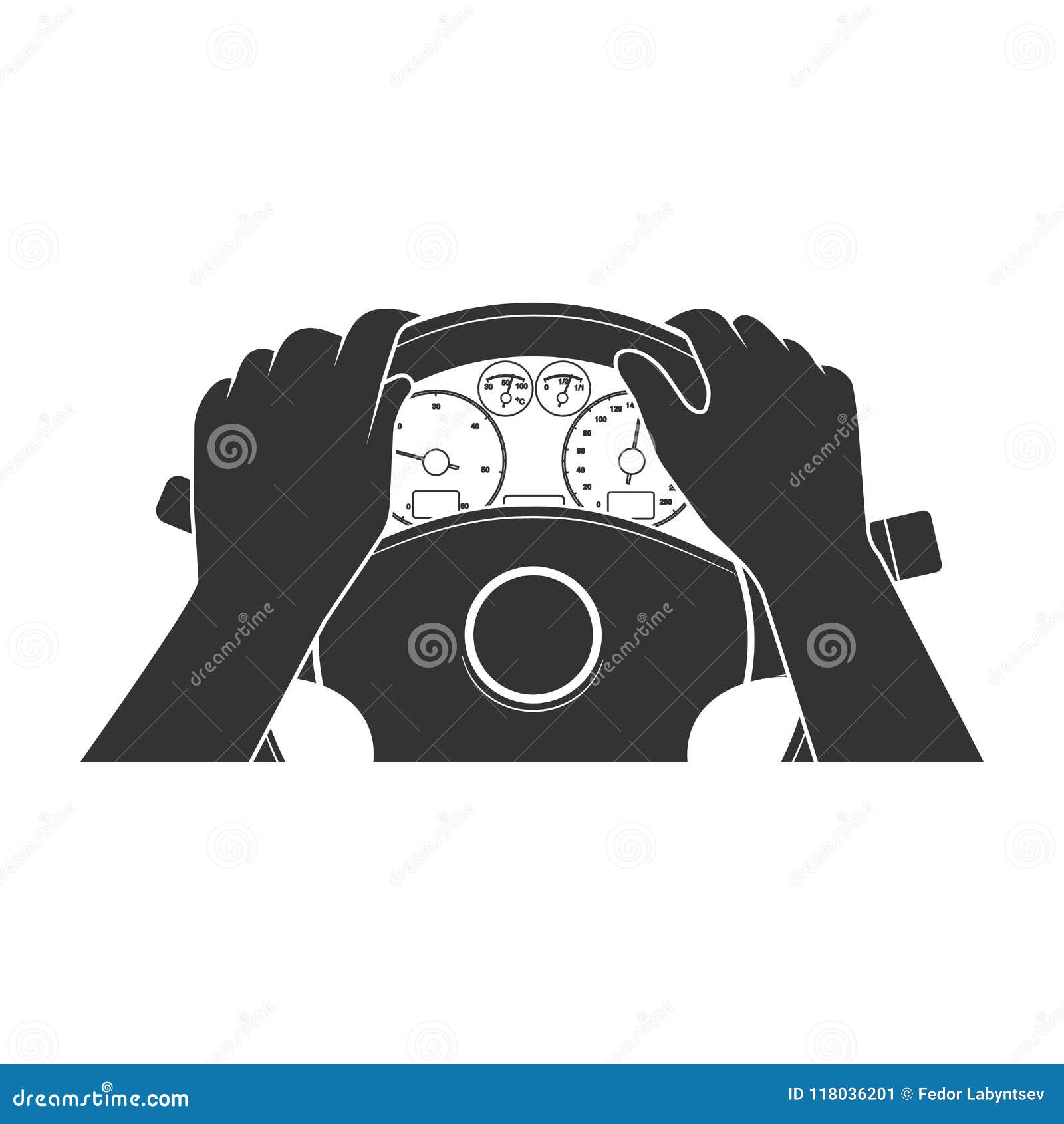Man Driving the Car. Lying on the Steering Wheel Stock Vector ...