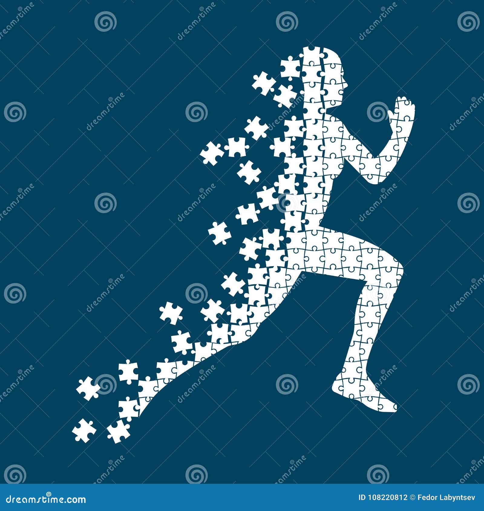 Running Person from the Collapsing Puzzles. Stock Vector - Illustration ...