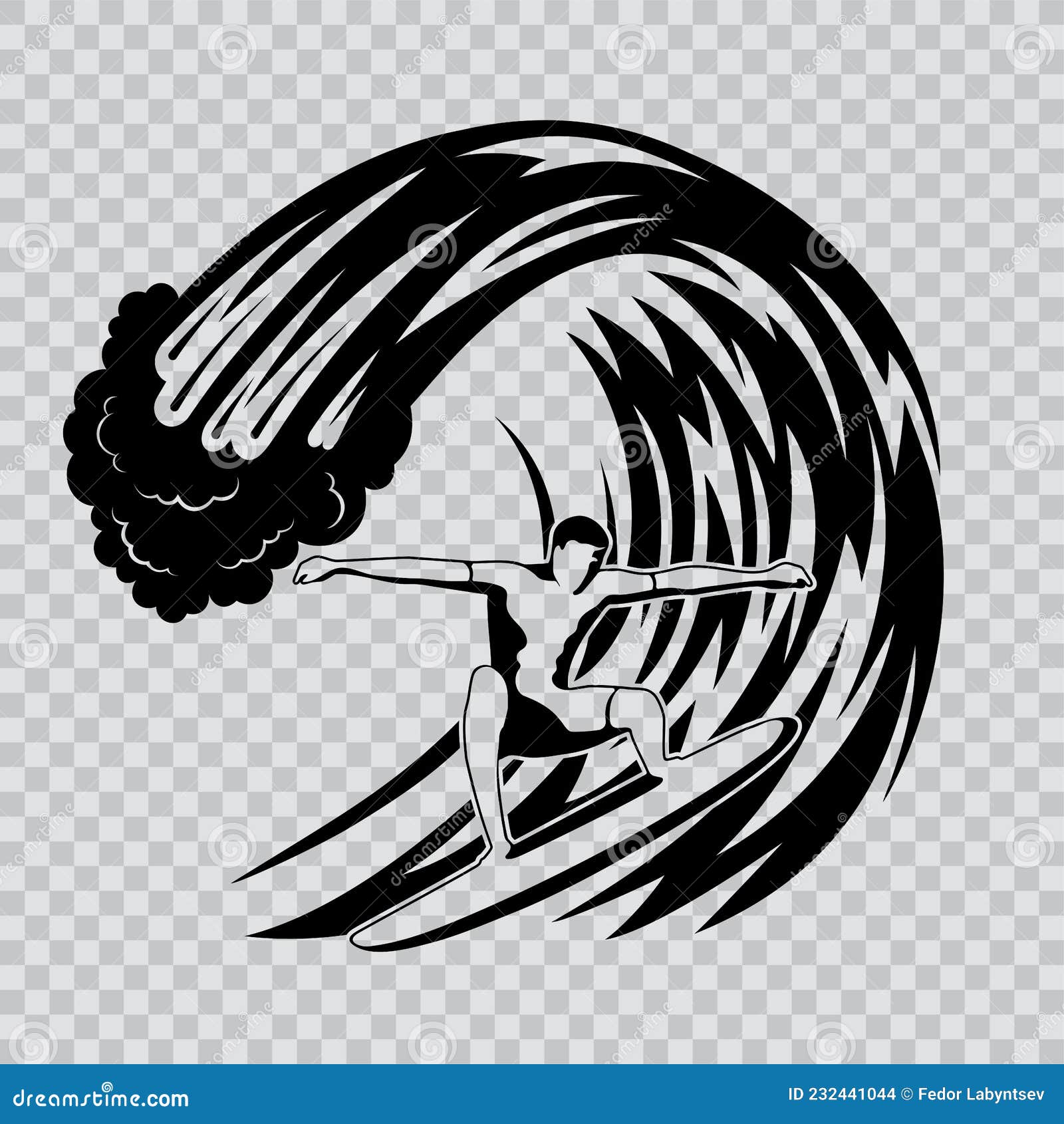 Surfer on the Wave Vector Illustration Stock Vector - Illustration of ...