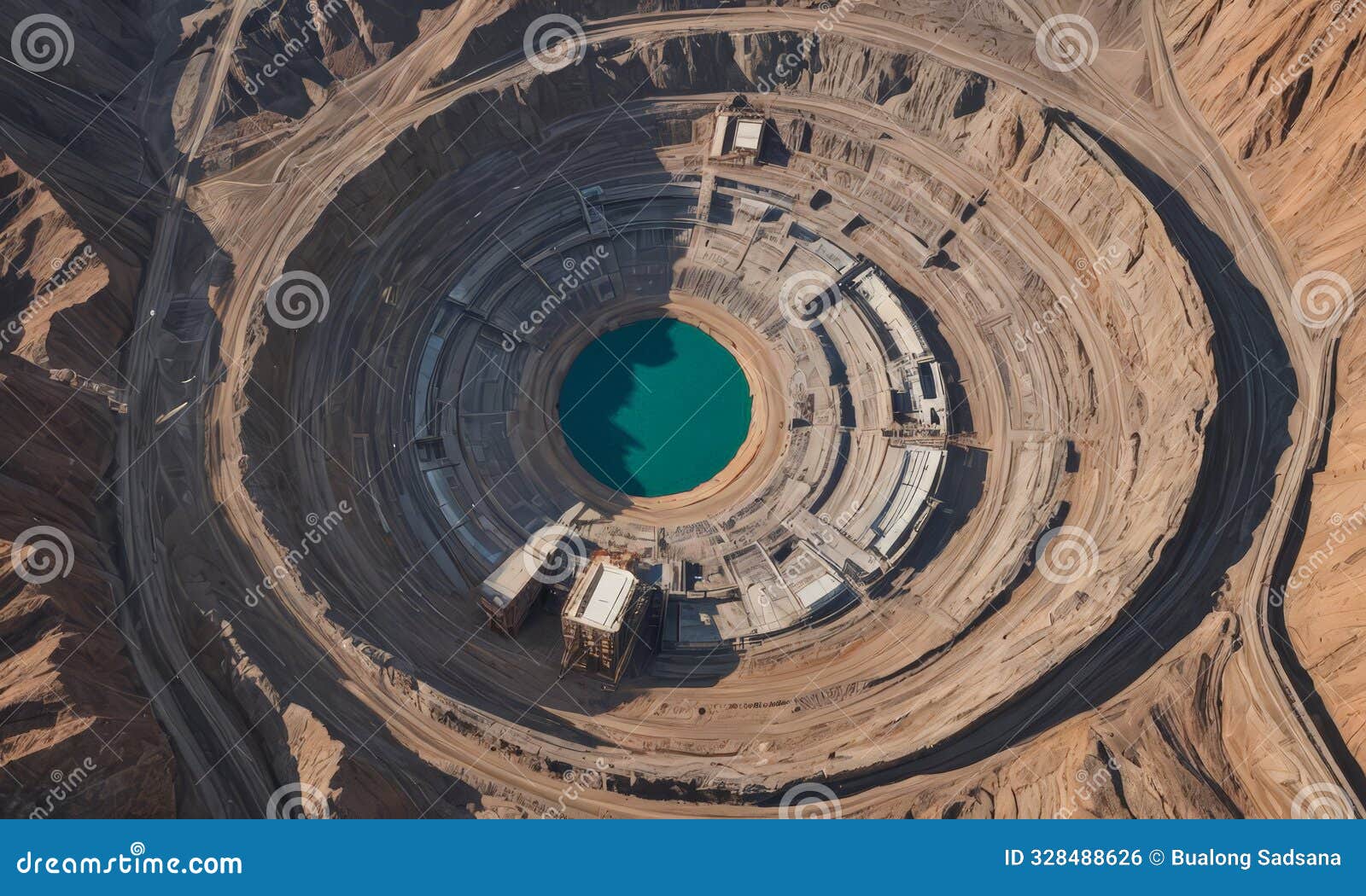 A Sci-fi Circular Structure And Luminary Isolated Glowing With A Blue ...