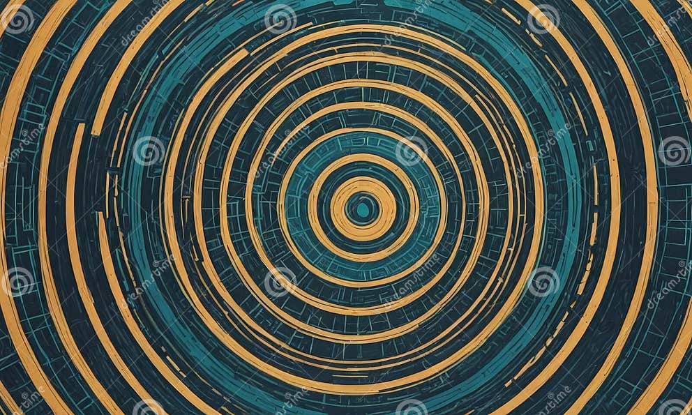 Digital Spiral Pattern with Concentric Circles in Shades Blue and ...