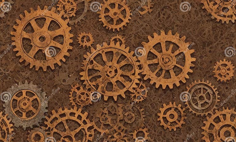 Close-up View Collection Metallic Gears and Cogs, Arranged in Random ...