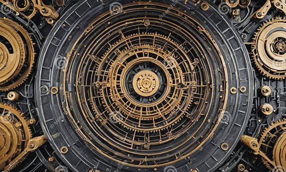 Complex Mechanical Structure with Intricate Gears and Cogs, Rendered in ...