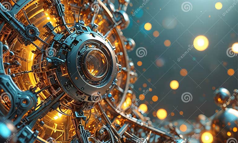 Close-up View Complex Mechanical Structure, Featuring Intricate Gears ...