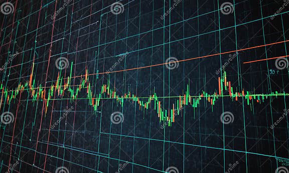 Close-up View Stock Market Graph Displays Downward Trend, with Line ...