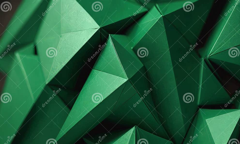 Close-up View Geometric Pattern Composed Overlapping Green Triangles ...