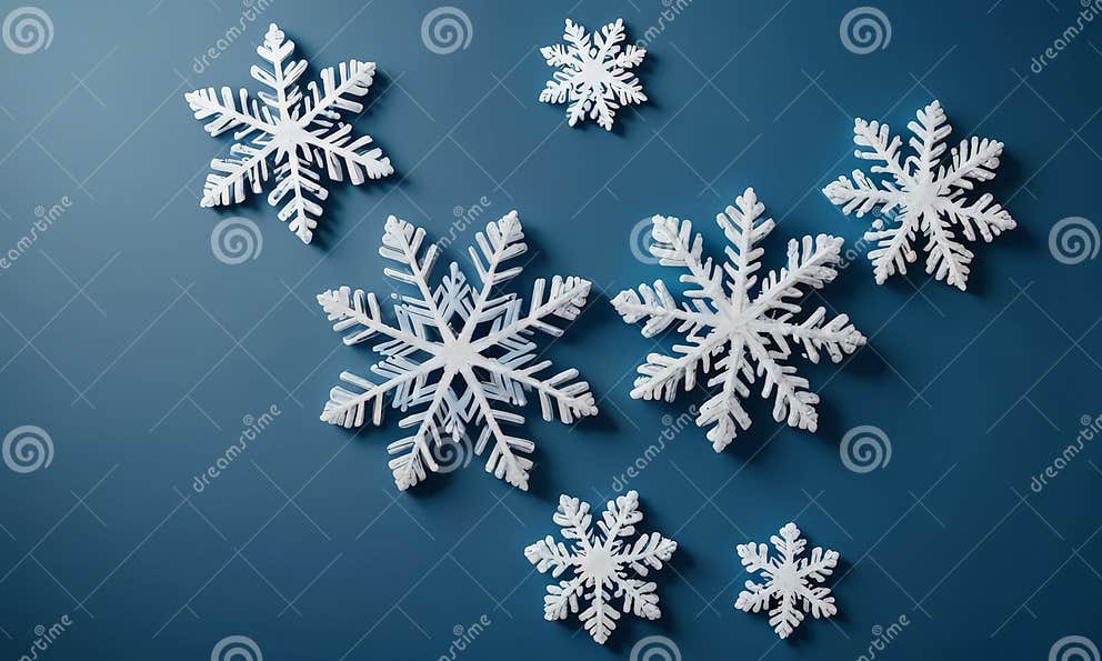 Seven White Snowflakes with Intricate Patterns are Arranged in Circular ...
