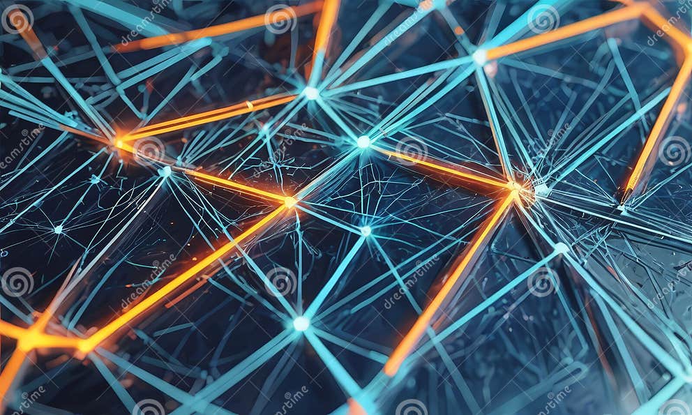 Complex Network Intersecting Lines and Points, with Gradient Blue and ...