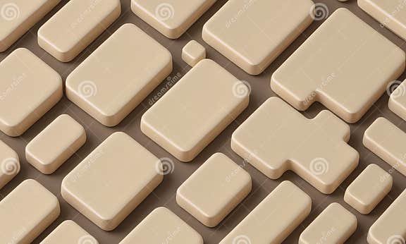 3D Keyboard with Beige Keys Arranged in Diagonal Pattern, Creating ...