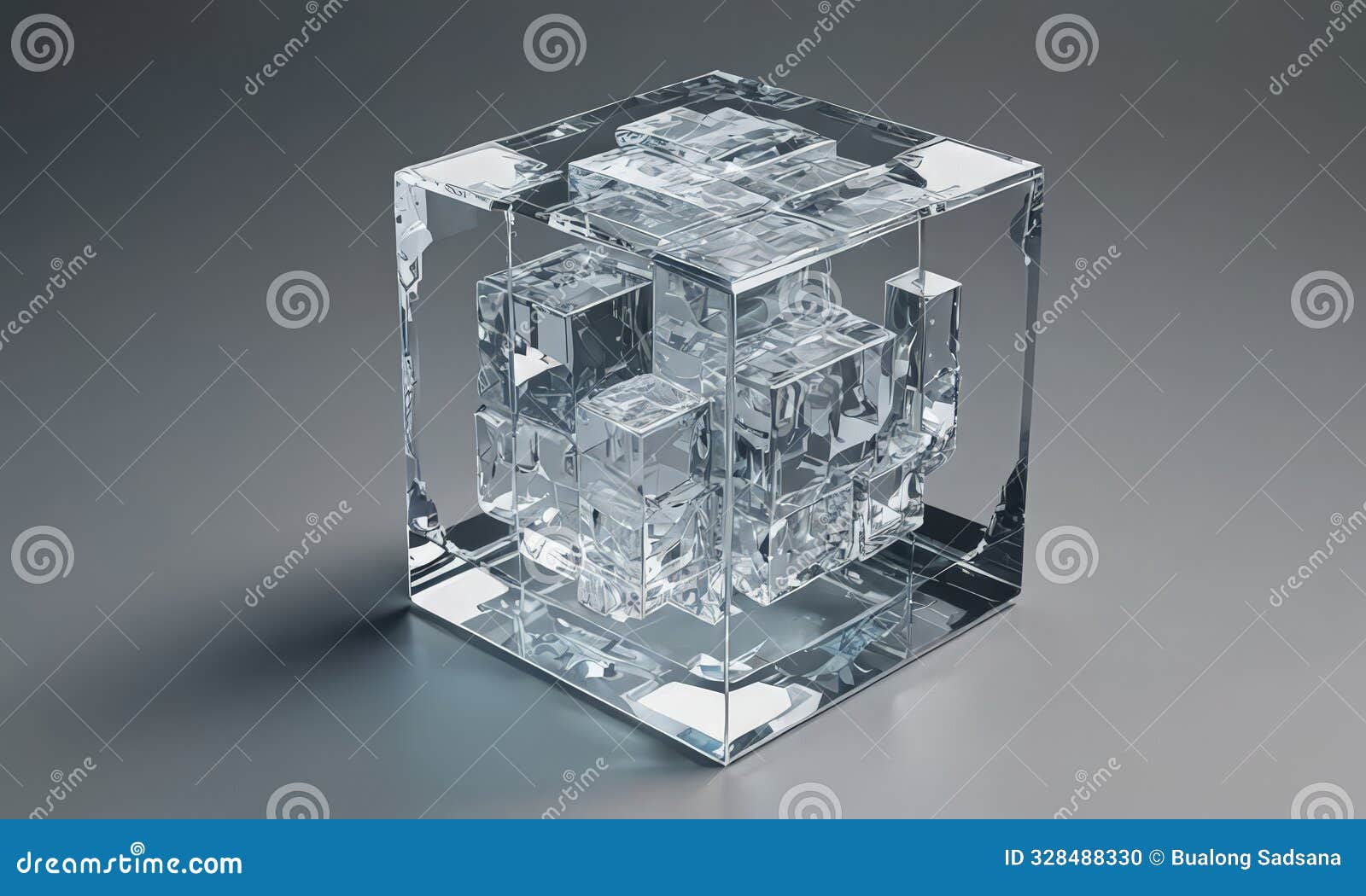 Transparent Ice Cube Crystals Isolated On White Background. AI ...