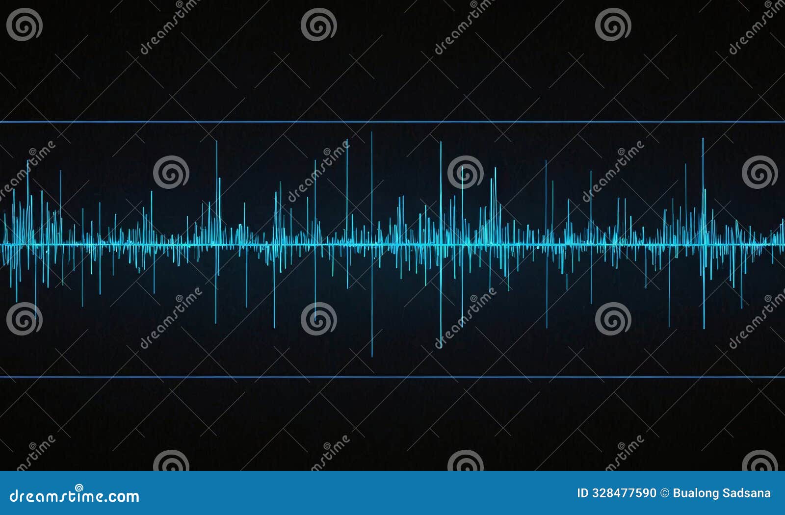 Digital Audio Waveform Displays Gradient Blue and Green Lines, Creating ...