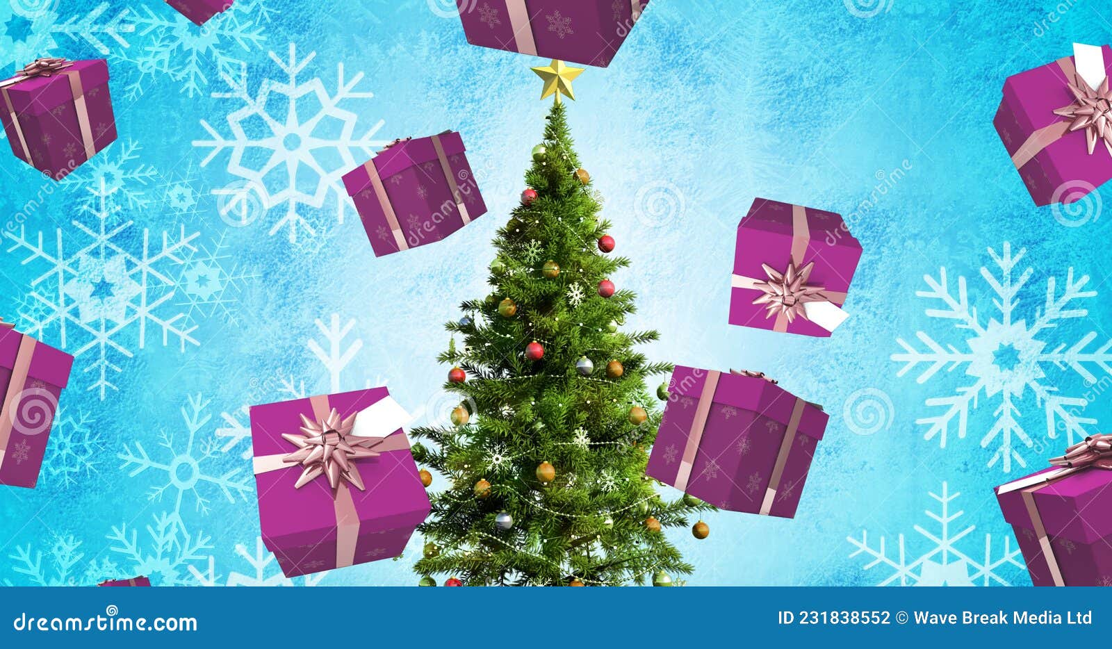 Image of Presents Falling Over Christmas Tree Stock Photo - Image of ...