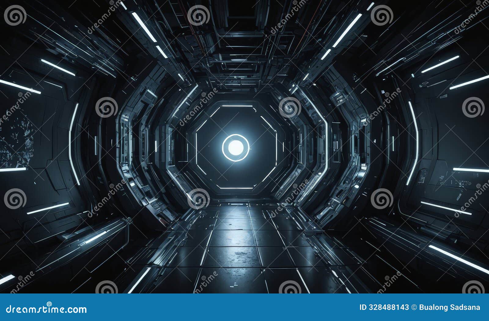 Futuristic, High-tech Corridor with Circular Opening at the Center ...