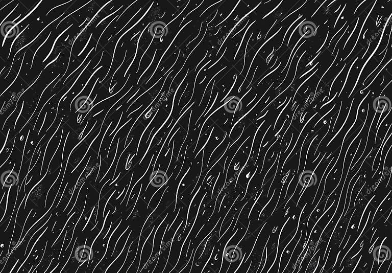 Hand-drawn White Rain Pattern on Black Background Creates a Unique ...