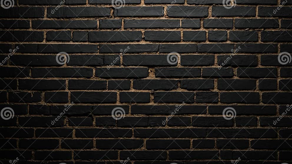 A High Contrast Black and White Brick Wall with Visible Texture and ...