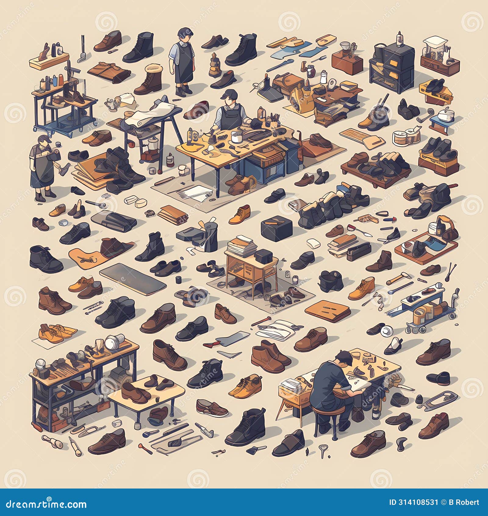 Detailed Cobbler S Workshop Illustration Stock Illustration ...