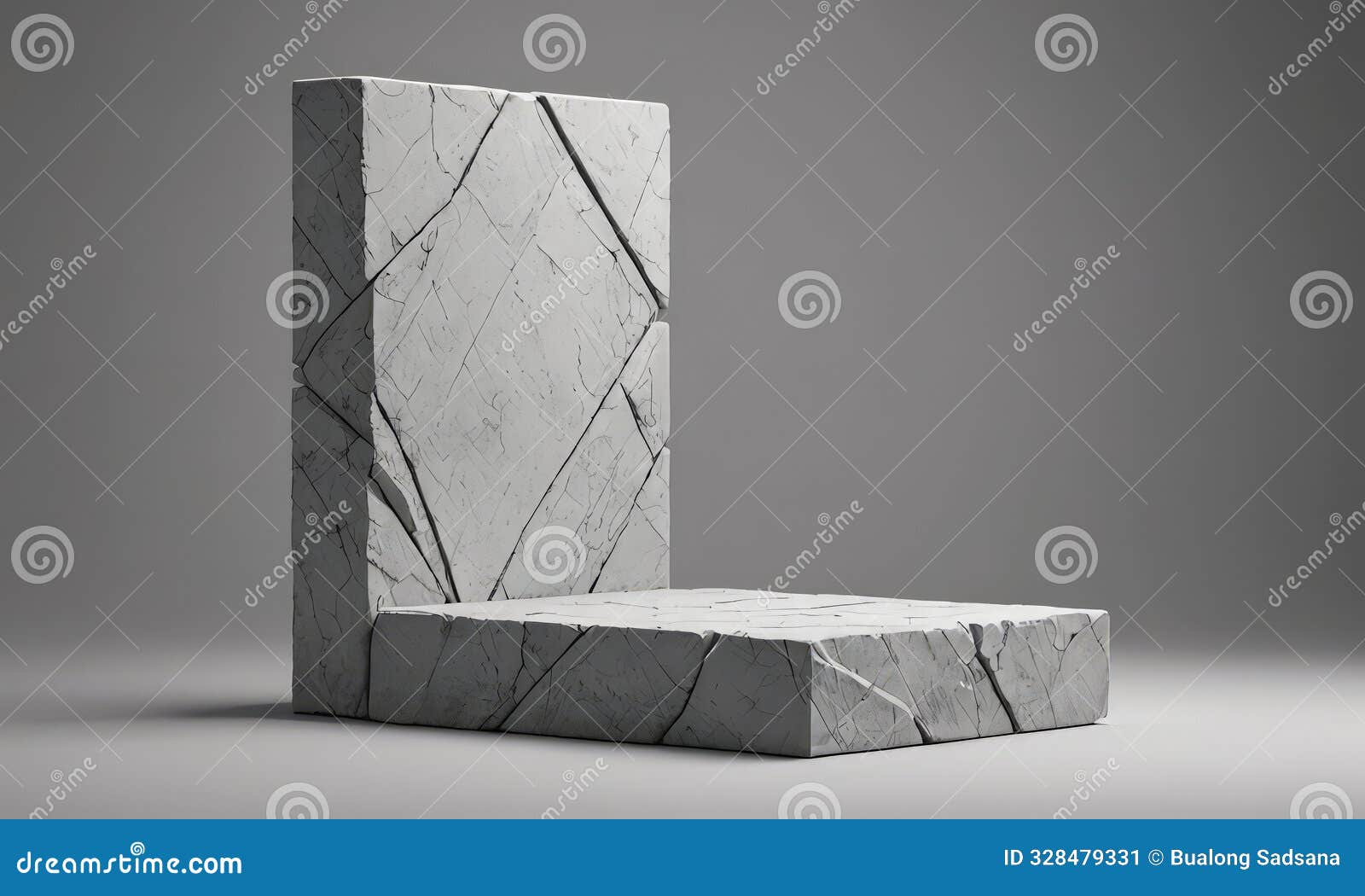 White, Rectangular Block with Jagged Edge Sits on Flat Surface ...