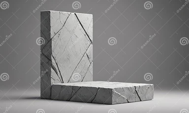 White, Rectangular Block with Jagged Edge Sits on Flat Surface ...