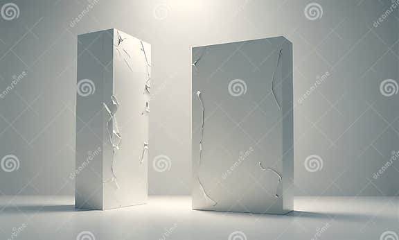 Two White Rectangular Boxes with Curved Design Stand Upright Against ...