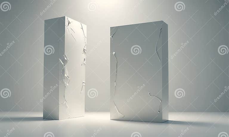 Two White Rectangular Boxes with Curved Design Stand Upright Against ...
