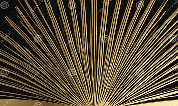 Close-up View Gold-colored Fan-like Pattern, with Thin Lines Radiating ...
