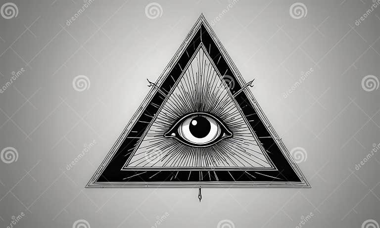 Black and White Triangular Symbol with Large Eye in the Center ...