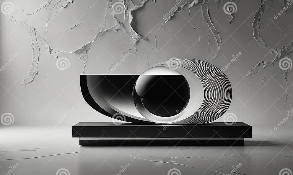 Minimalist Black and White Sculpture Two Overlapping Circles, One ...