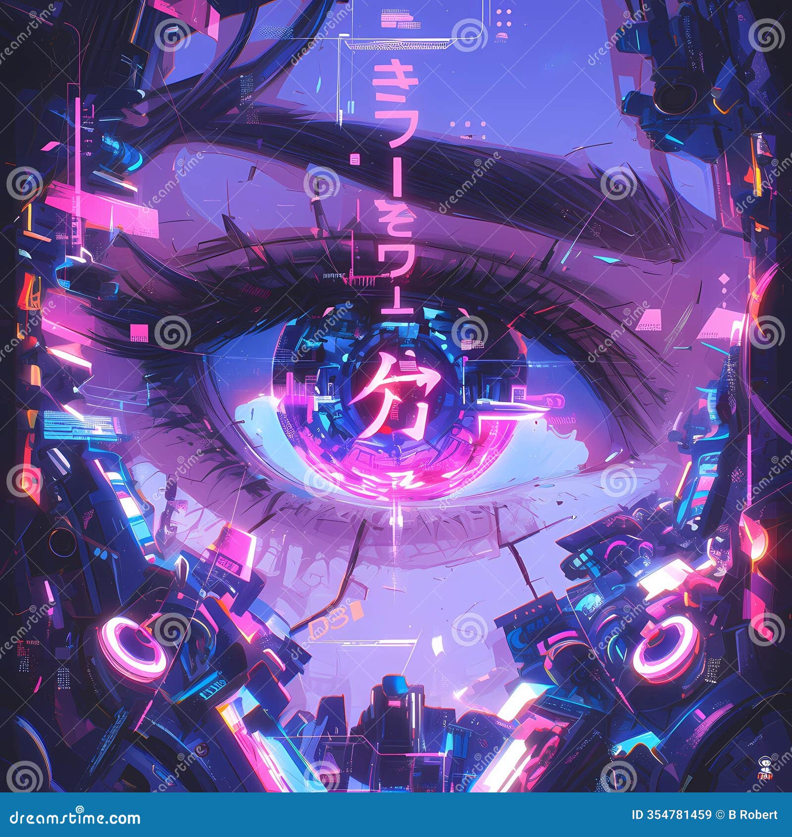 Cyberpunk Grid Design stock illustration. Illustration of aesthetic ...