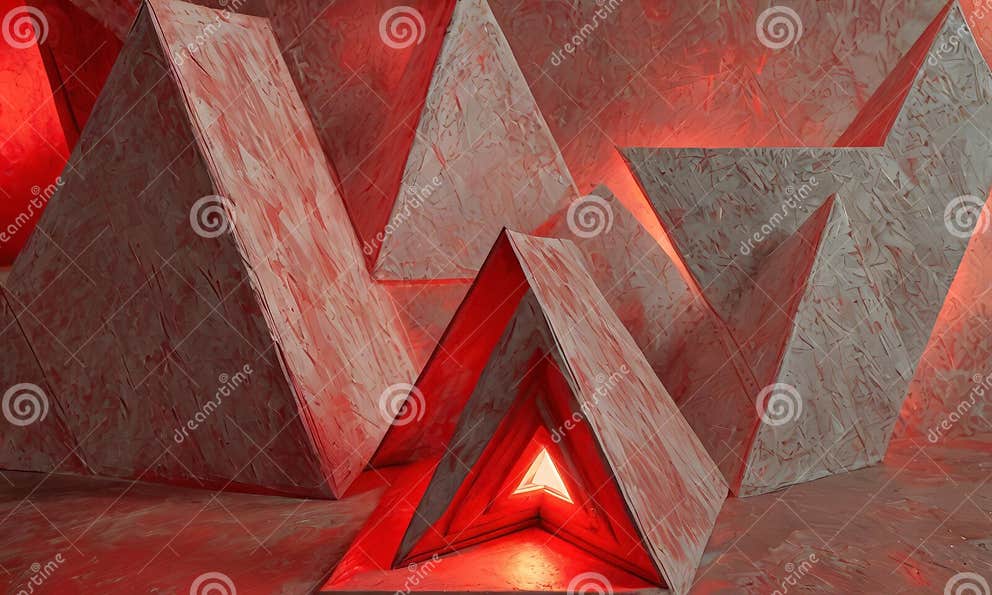 3D Red-lit Triangular Formation, with Smaller Triangle at the Center ...