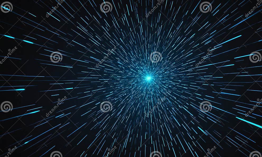 Digital Starburst Pattern with Bright Blue Center, Radiating Outwards ...
