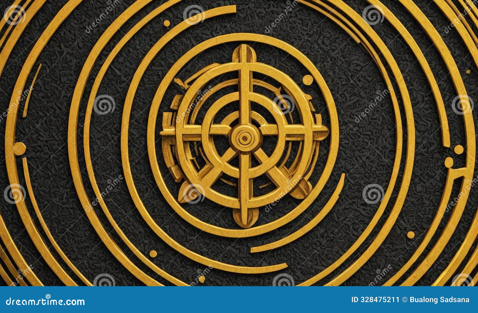 Golden Compass with Central Needle and Four Smaller Needles is ...