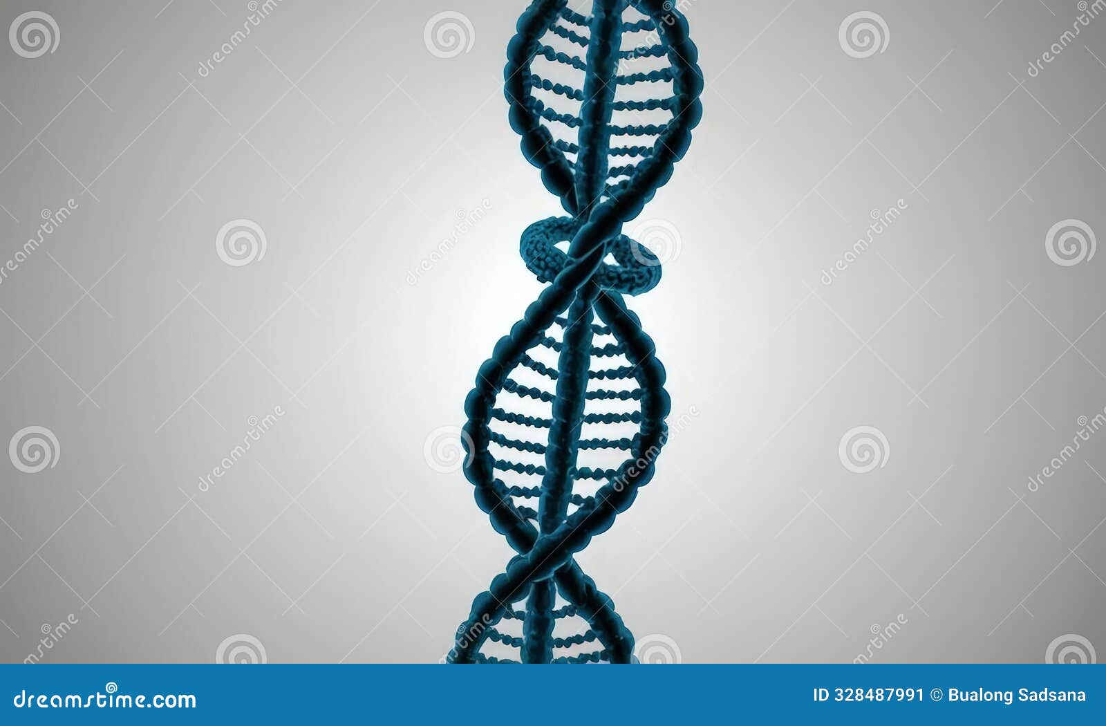Blue DNA Double Helix With White Center Is Depicted Against Gray ...