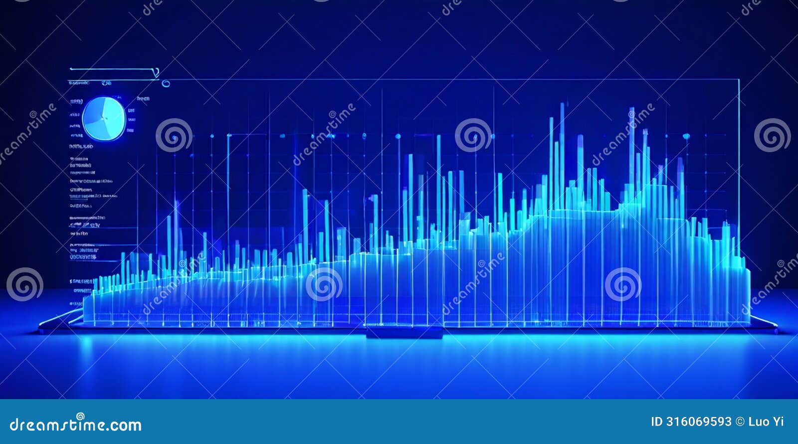 Futuristic Data: 3D Networked Bar Graph on Vibrant Blue Stock ...