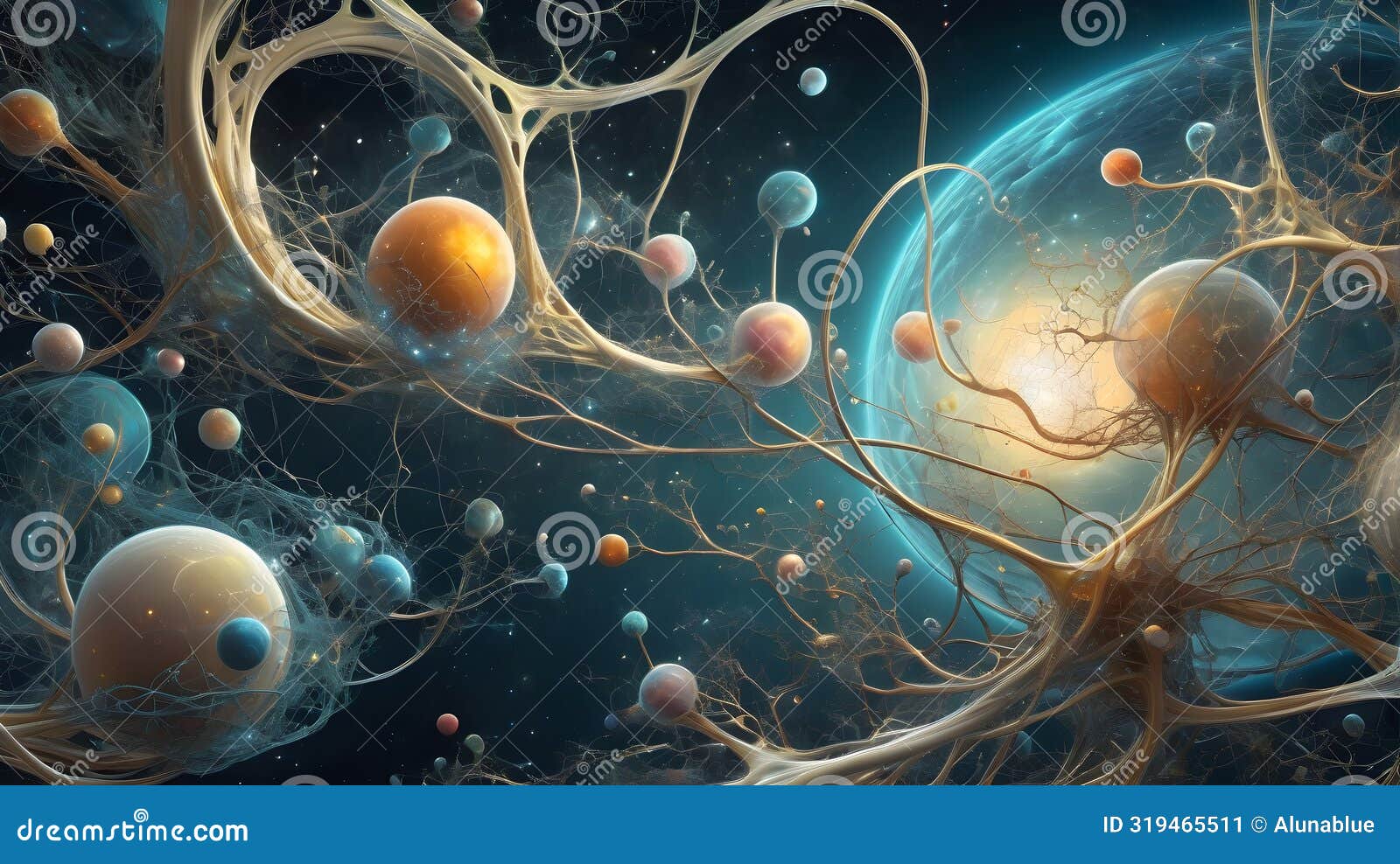 Interconnected Multiverse with Glowing Spheres in Cosmic Space Stock ...