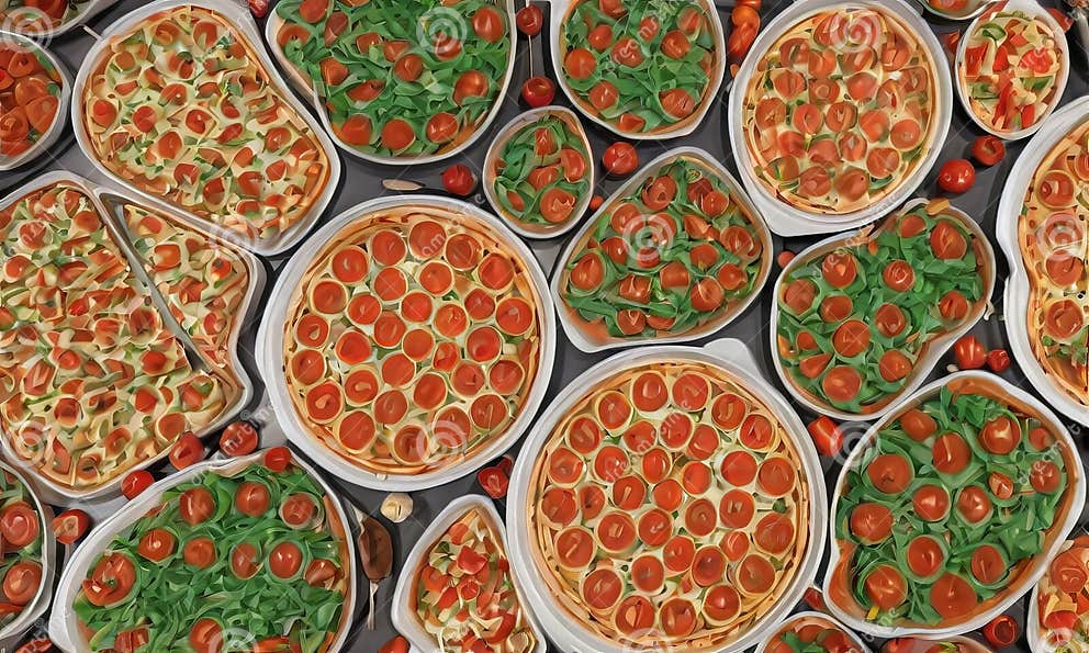 Variety Pizzas with Different Toppings, Including Pepperoni, Cheese ...