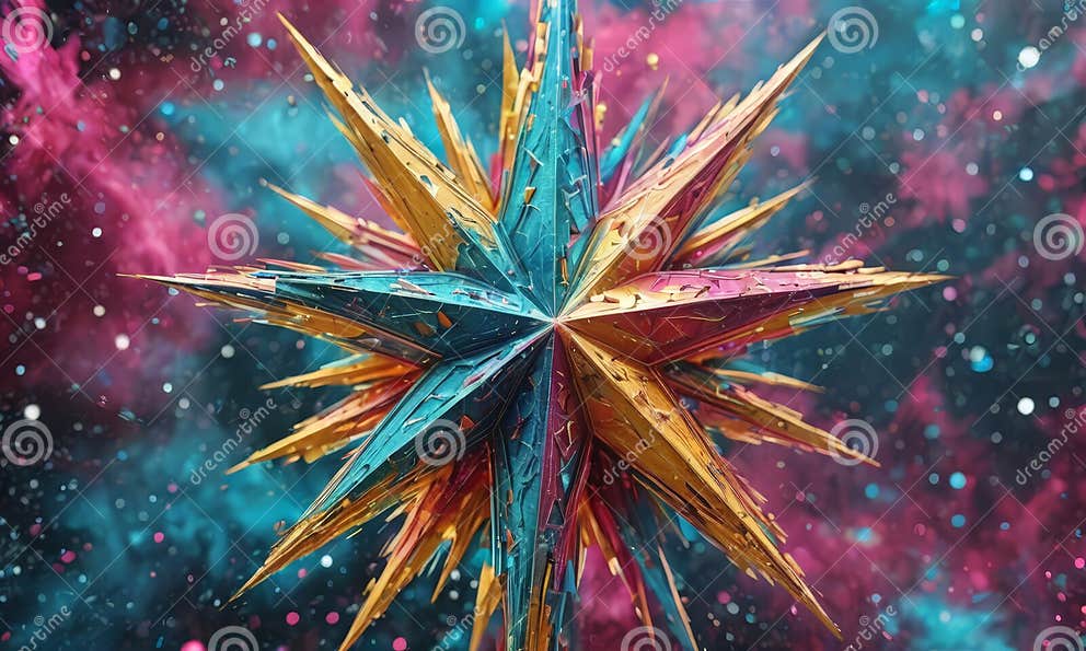 Vibrant, Abstract Star-like Structure Composed Overlapping Triangular ...