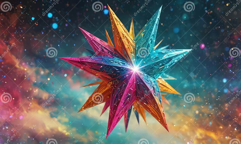 Vibrant, Abstract Star-like Shape Composed Overlapping Triangular ...