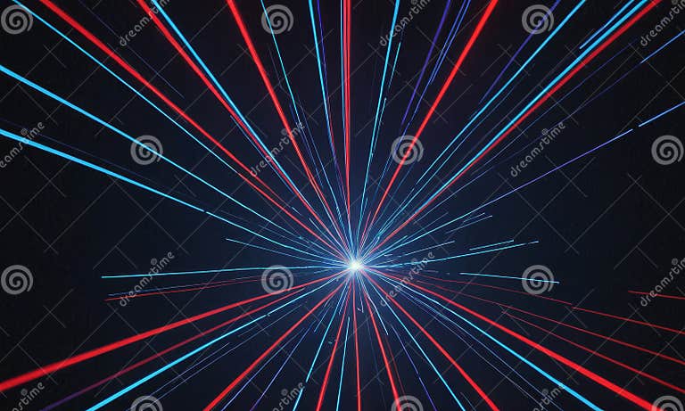 Vibrant Display Red, Blue, and White Lines Radiates Outwards from ...