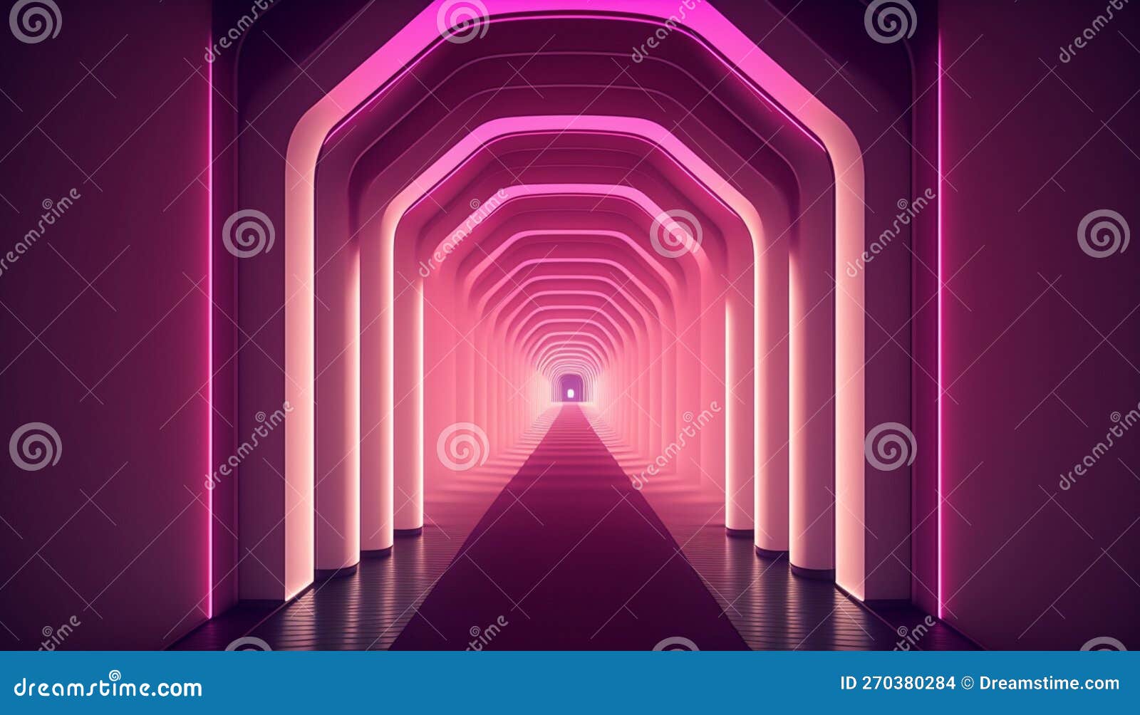 Futuristic Corridor Neon Pink Colors Generative AI Stock Illustration ...