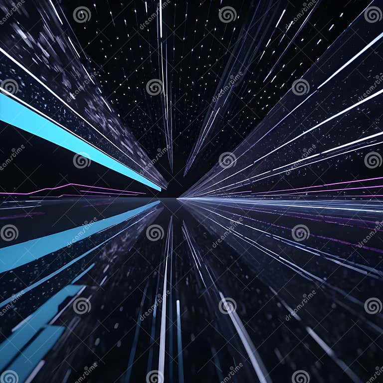 Hyperspace Travel Effect with Dynamic Light Streaks in Sci-Fi Theme Stock Illustration ...