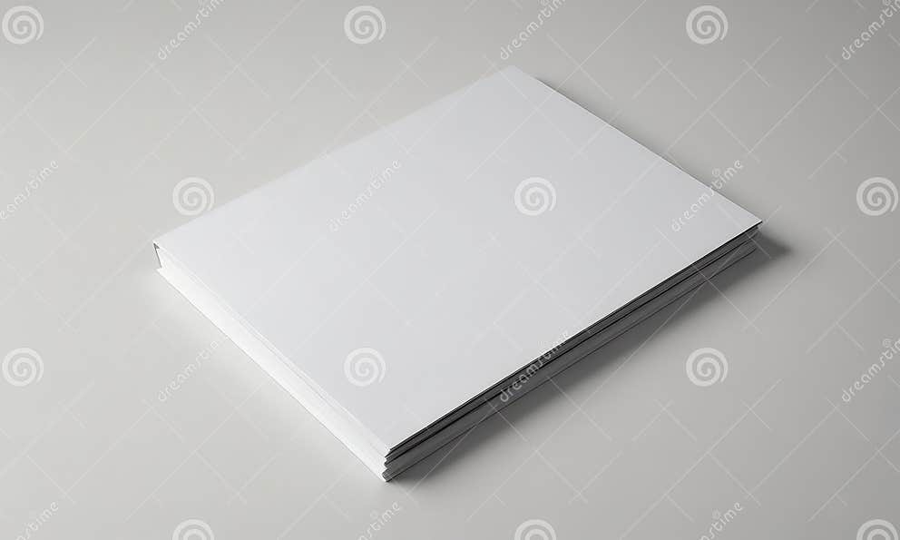 White Rectangular Book Lies Flat on Gray Surface, Its Spine Facing ...