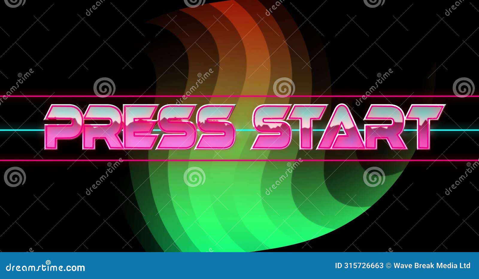Image of Press Star Text Over Colourful Lights on Black Background ...